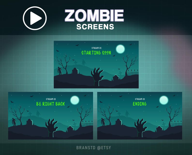 Zombie Stream Package: Animated Twitch Overlay Screens (digital ...
