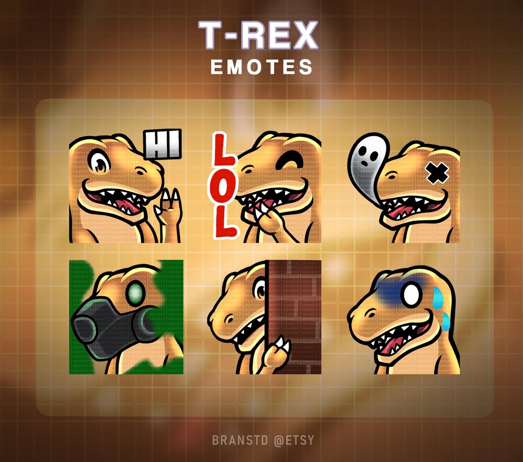 6x T-rex Emotes - Dinosaur Emotes - Twitch Emotes - Etsy