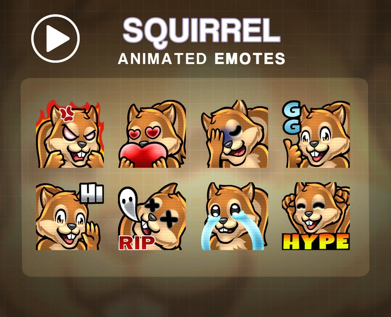 8X ANIMATED Squirrel Twitch Emotes ANIMATED Squirrel Twitch Emotes - Etsy