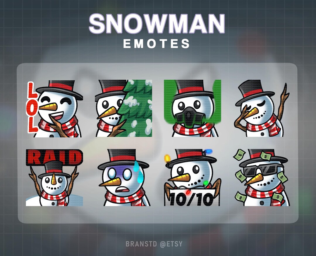 Snowman Twitch Emotes: 8-piece Streamer Emote Set (digital Download) - Etsy