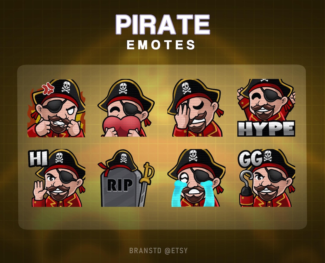 8x Pirate Twitch Emotes - Buccaneer Twitch Emotes - Pirate Twitch ...