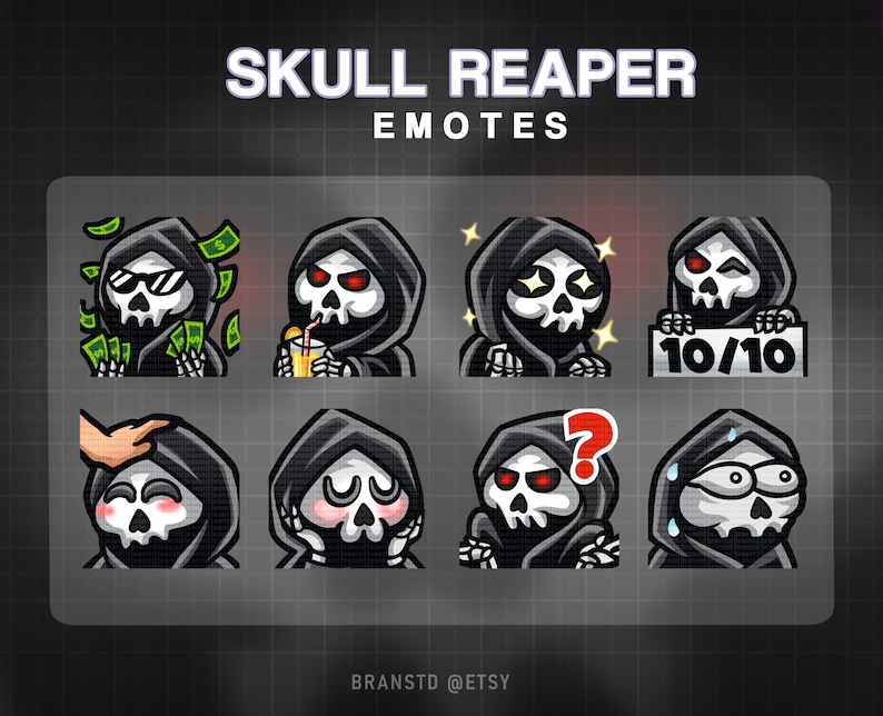 8 X Skull Reaper Twitch Emotes - Reaper Twitch Emotes - Skull Twitch ...