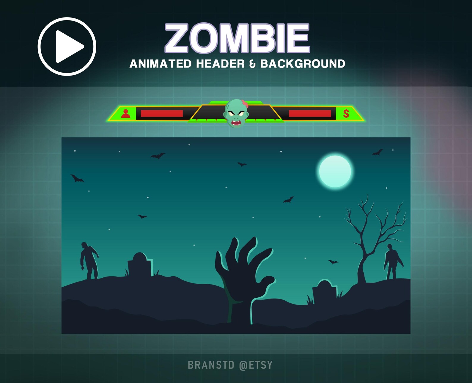 Zombie Stream Package: Animated Twitch Overlay Screens (digital ...