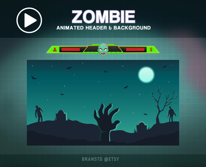 Zombie Stream Package: Animated Twitch Overlay Screens (digital ...