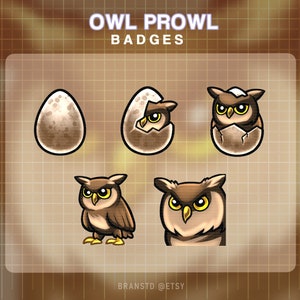 5x Owl Badges - Owl Twitch Badges - Twitch Badges - Etsy