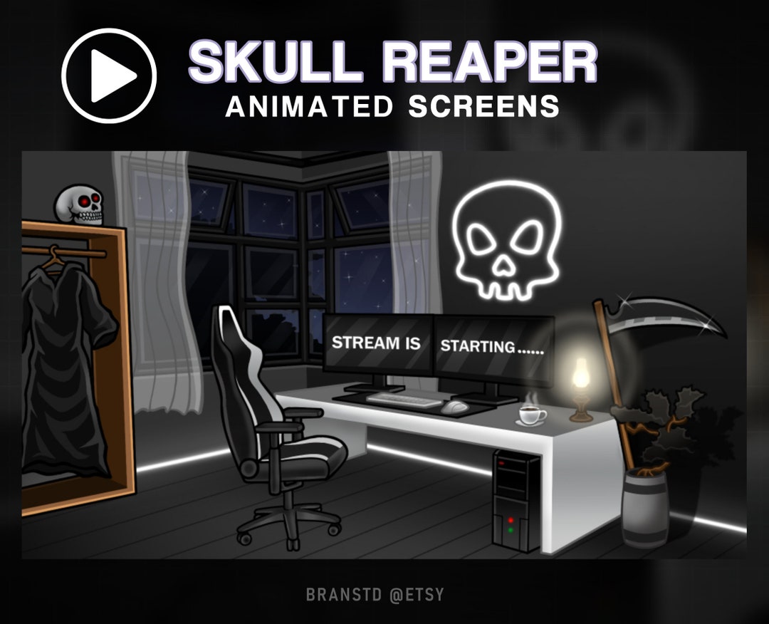 4x ANIMATED Stream Screens - Skull Reaper - Horror - Darkness Room ...