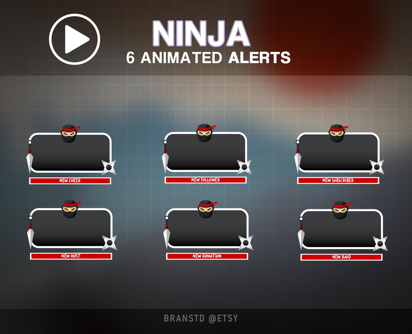 Ninja Stream Package: Animated Twitch Overlay Screens (digital Download ...