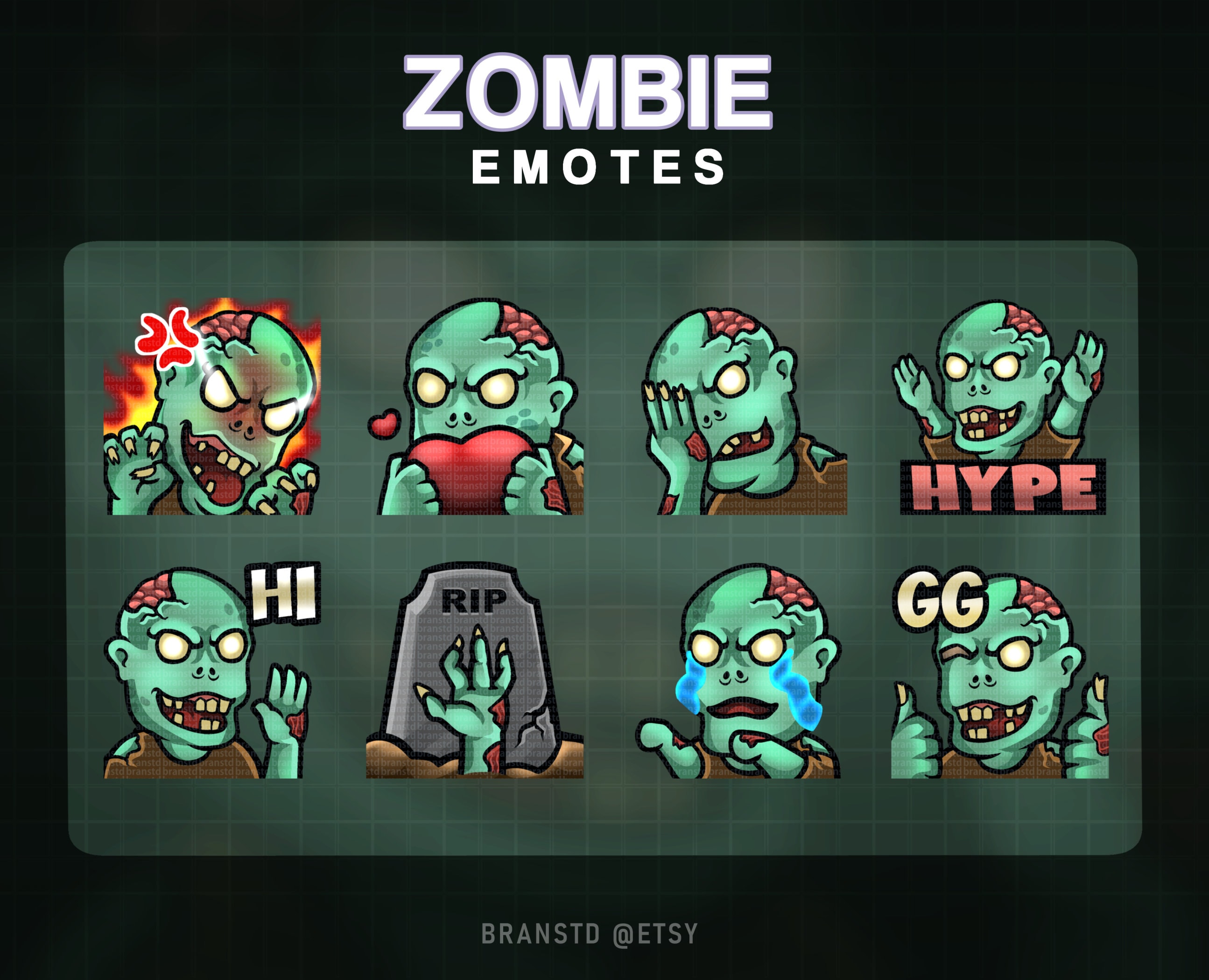 8 X Zombie Twitch Emotes Zombie Twitch Emotes - Etsy