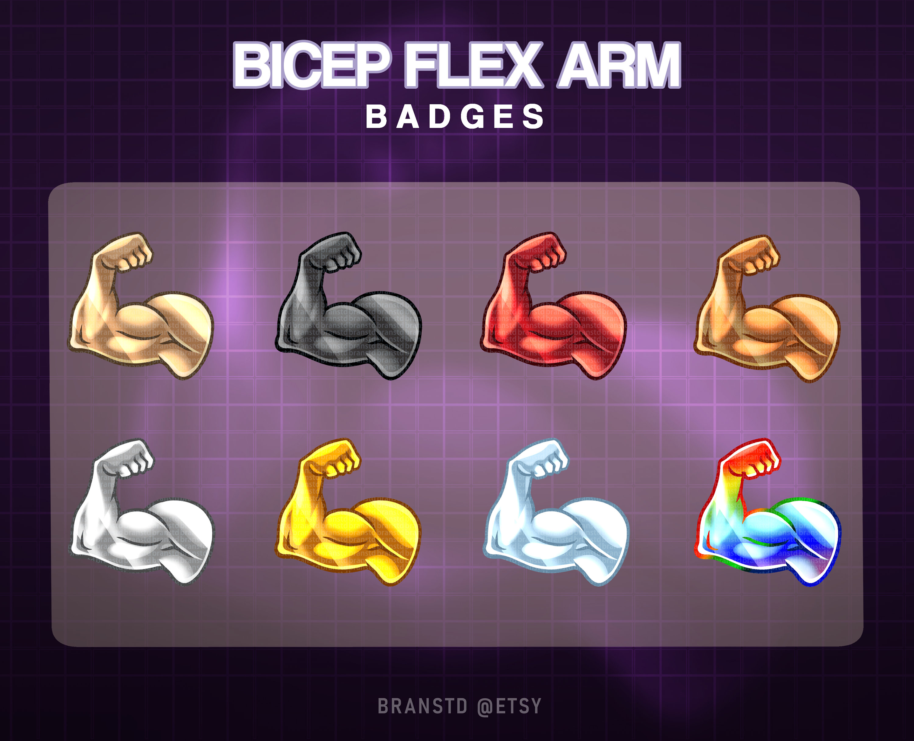 8 X Bicep Flex Arm Badges - Etsy