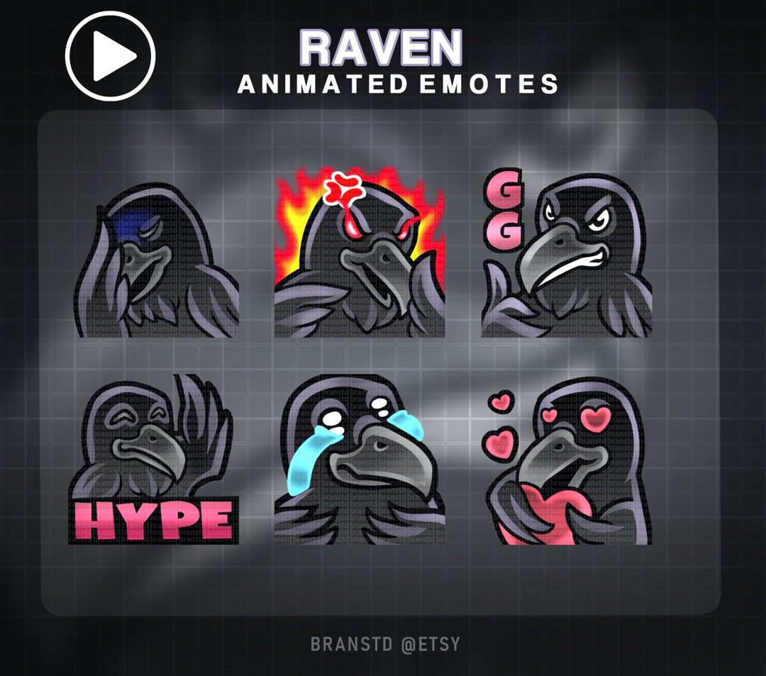 6x ANIMATED Raven Emotes - ANIMATED Raven Emotes - ANIMATED Twitch ...