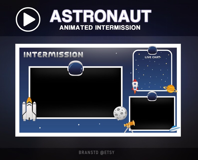 Astronaut Stream Package: Animated Twitch Overlay Screens (digital ...