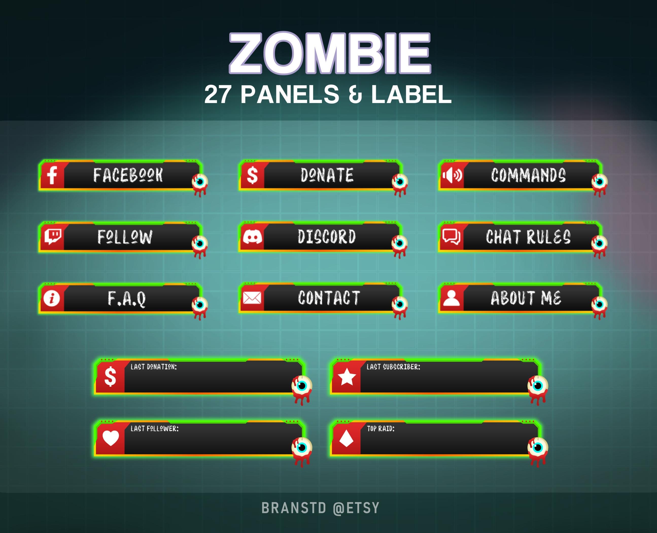 Zombie Stream Package: Animated Twitch Overlay Screens (digital ...