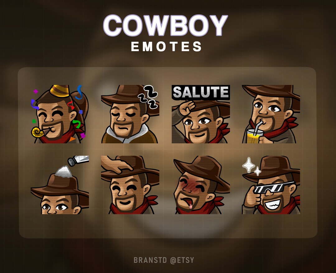 8x Cowboy Twitch Emotes - Wild West Twitch Emotes - Western Twitch ...
