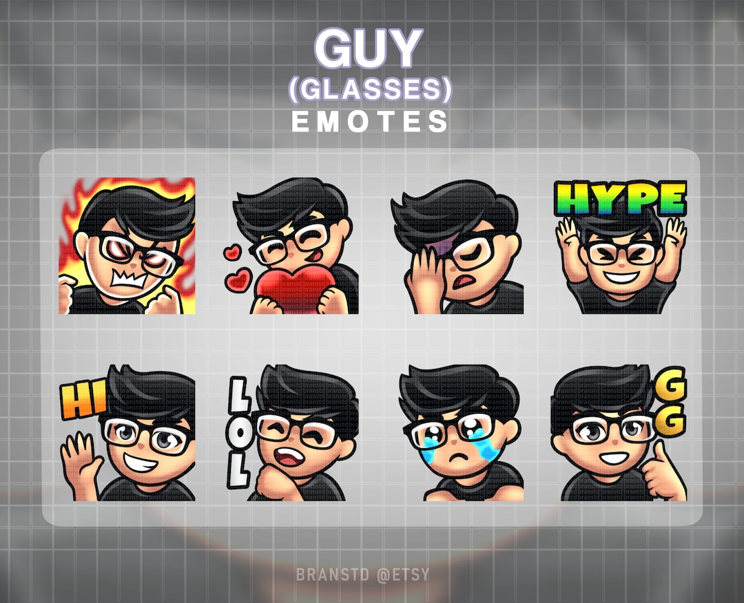 8x Guy With Glasses Emotes - Guy Twitch Emotes - Etsy