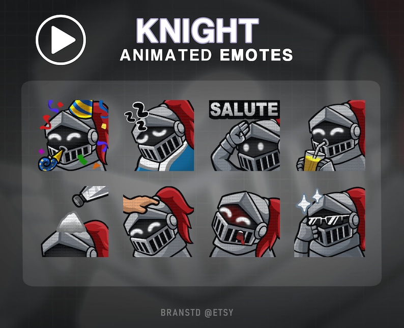 8x ANIMATED Knight Character Emotes for Twitch, Discord, Mixer, or ...