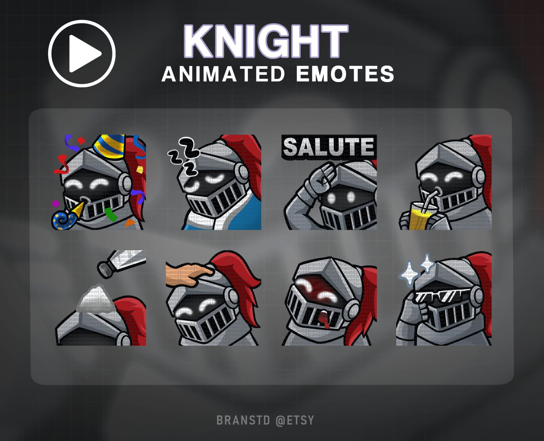 8x ANIMATED Knight Character Emotes for Twitch, Discord, Mixer, or ...