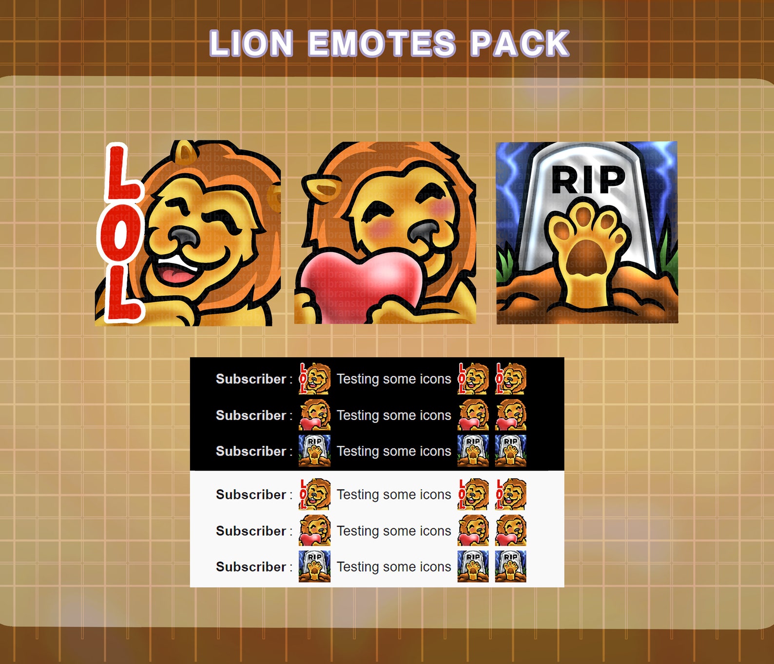 12 X Lion Emotes Lion Twitch Emotes - Etsy