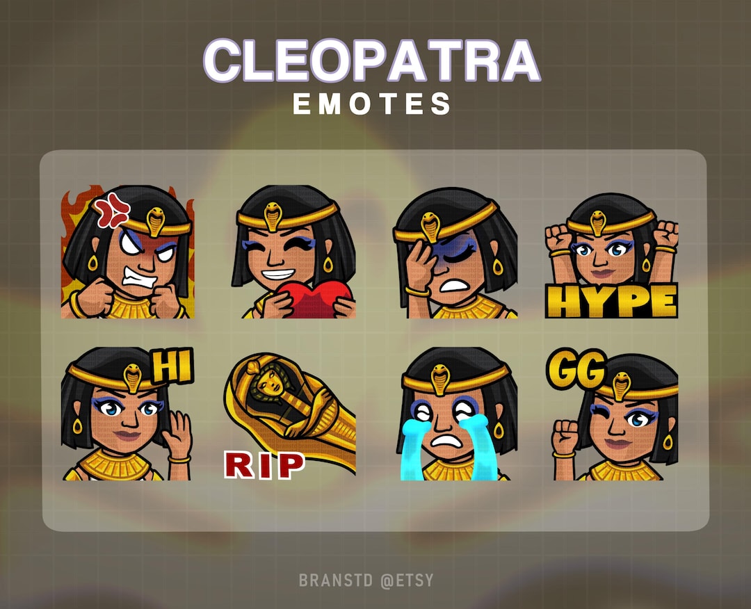 8 X Cleopatra Twitch Emotes - Greek - Egyptian Emotes - Etsy