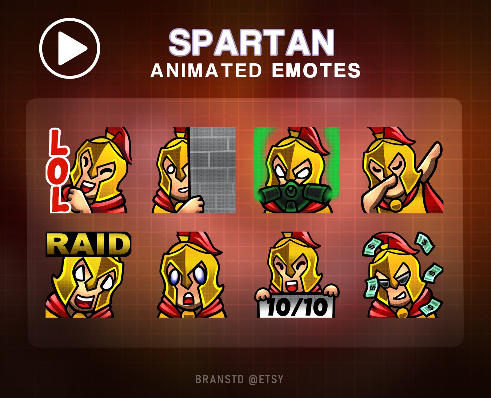 8X ANIMATED Spartan Twitch Emotes ANIMATED Twitch Emotes - Etsy