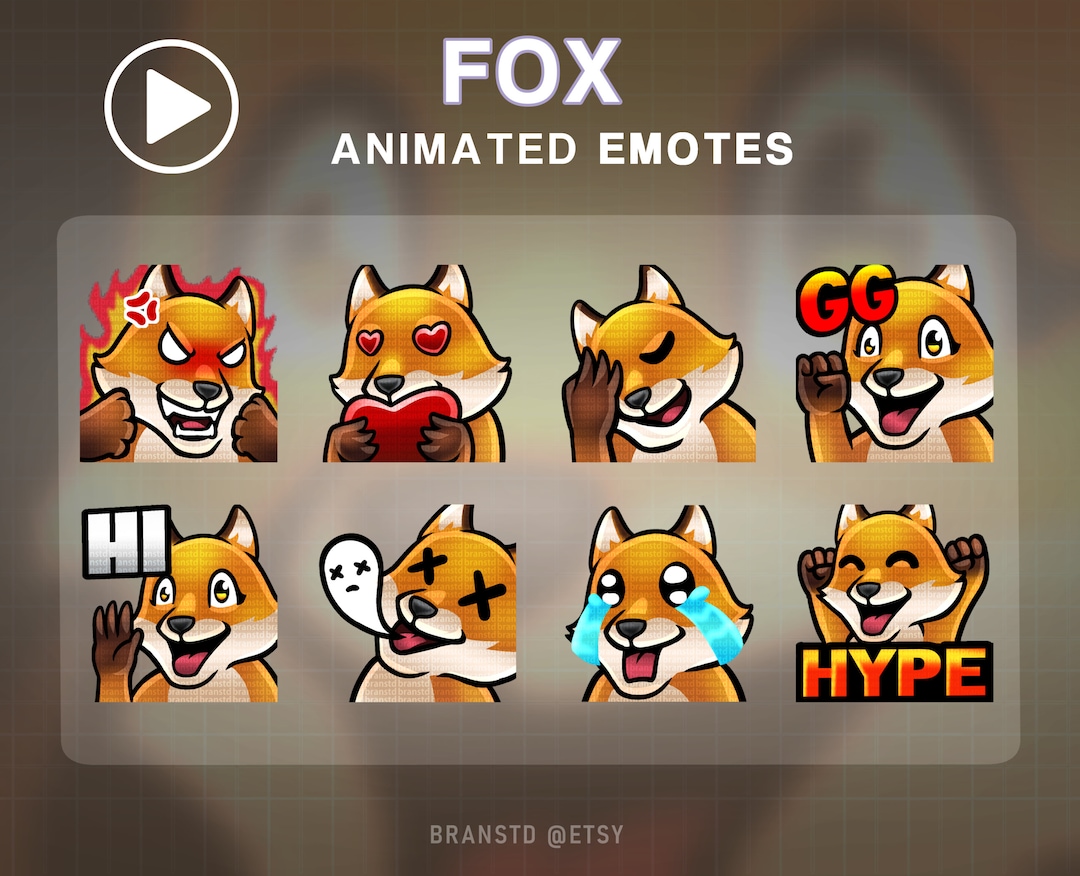 8X ANIMATED Fox Twitch Emotes - ANIMATED Twitch Emotes - Etsy