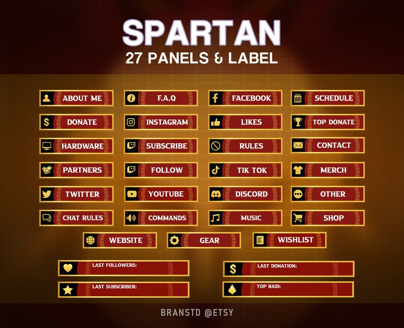 Spartan Stream Package: Red & Gold Twitch Overlay (digital Download) - Etsy