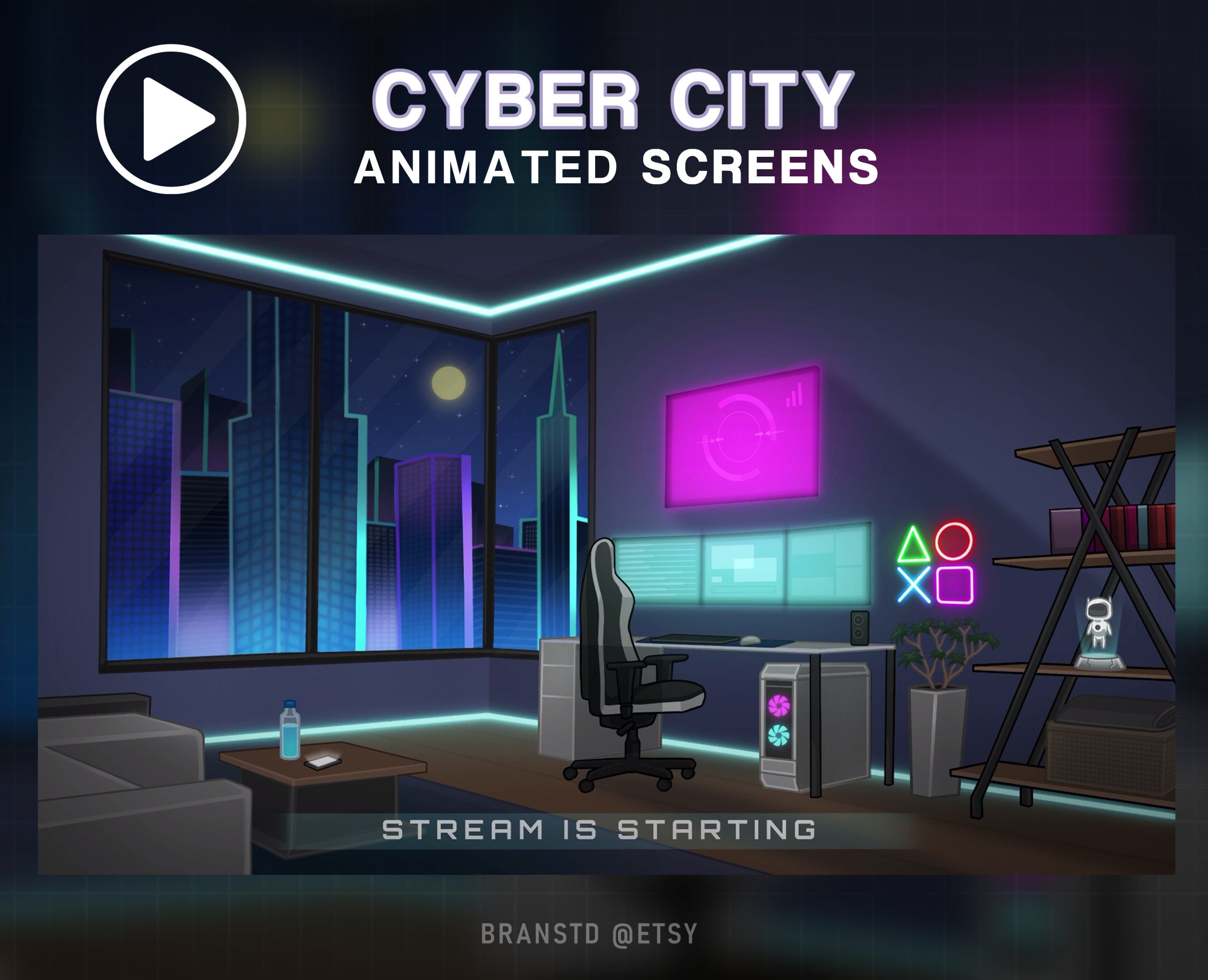 4x ANIMATED Stream Screens - Cyber City - Night City - Neon City ...