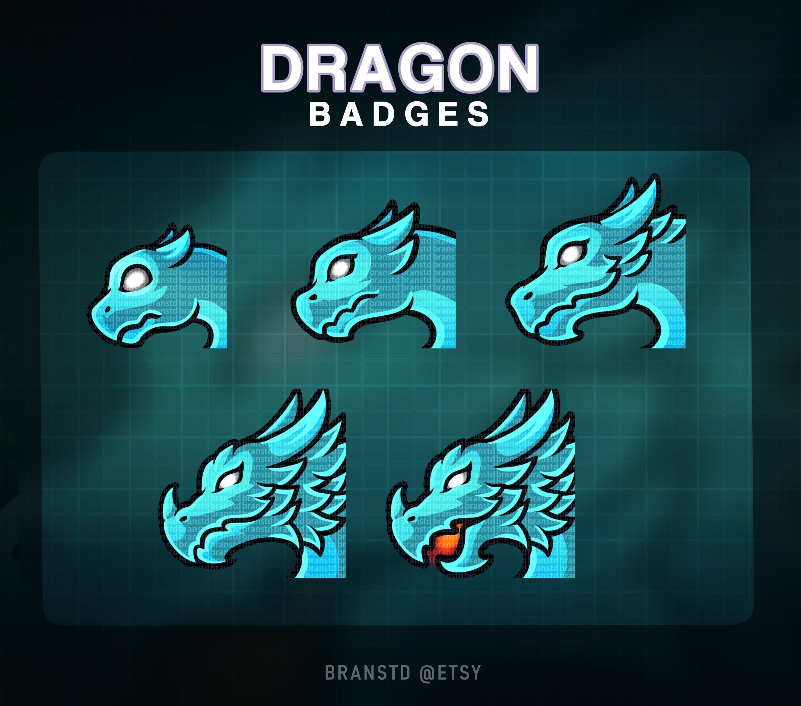 5x Dragon Badges - Dragon Twitch Badges - Etsy