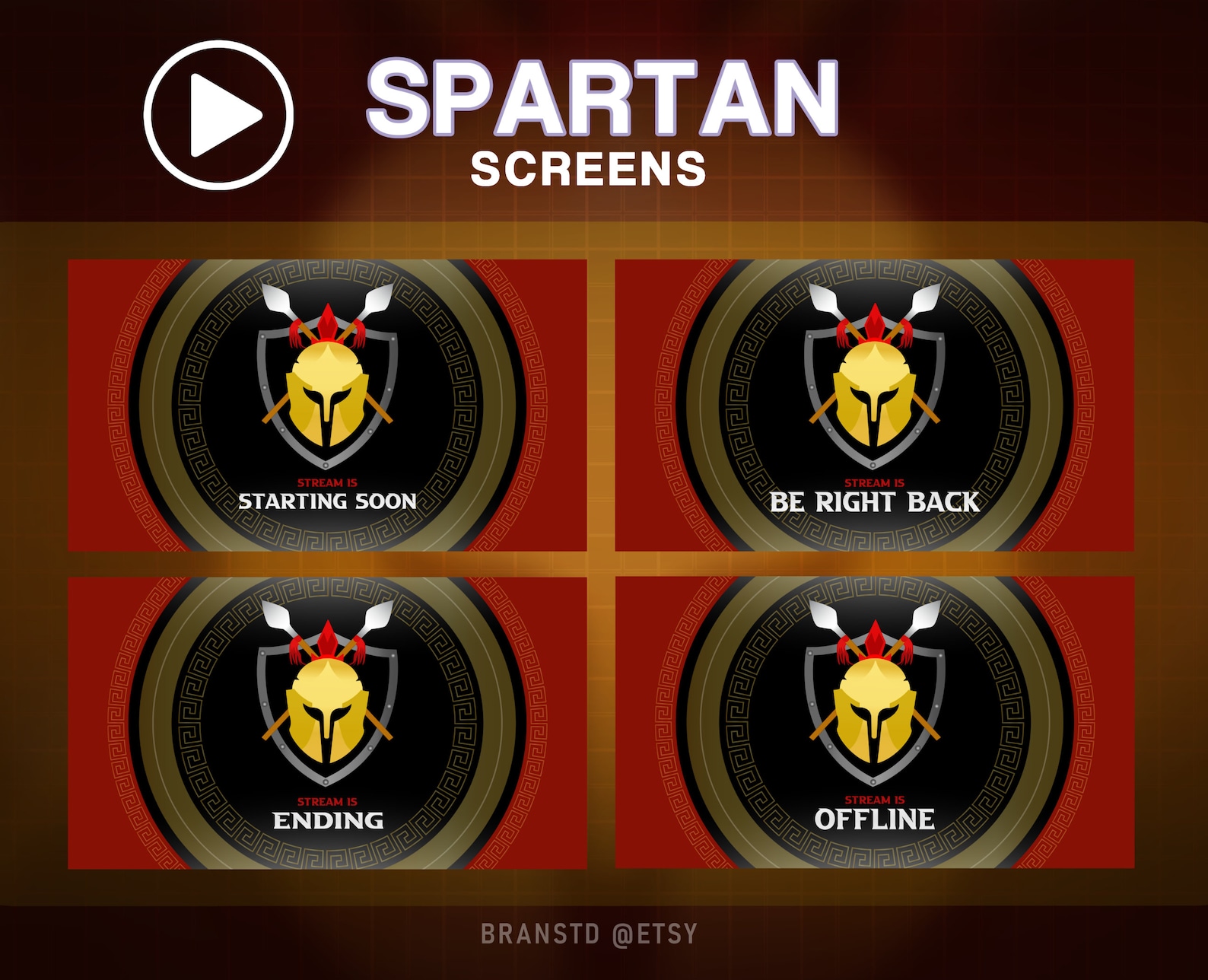 Spartan Stream Package: Red & Gold Twitch Overlay (digital Download) - Etsy