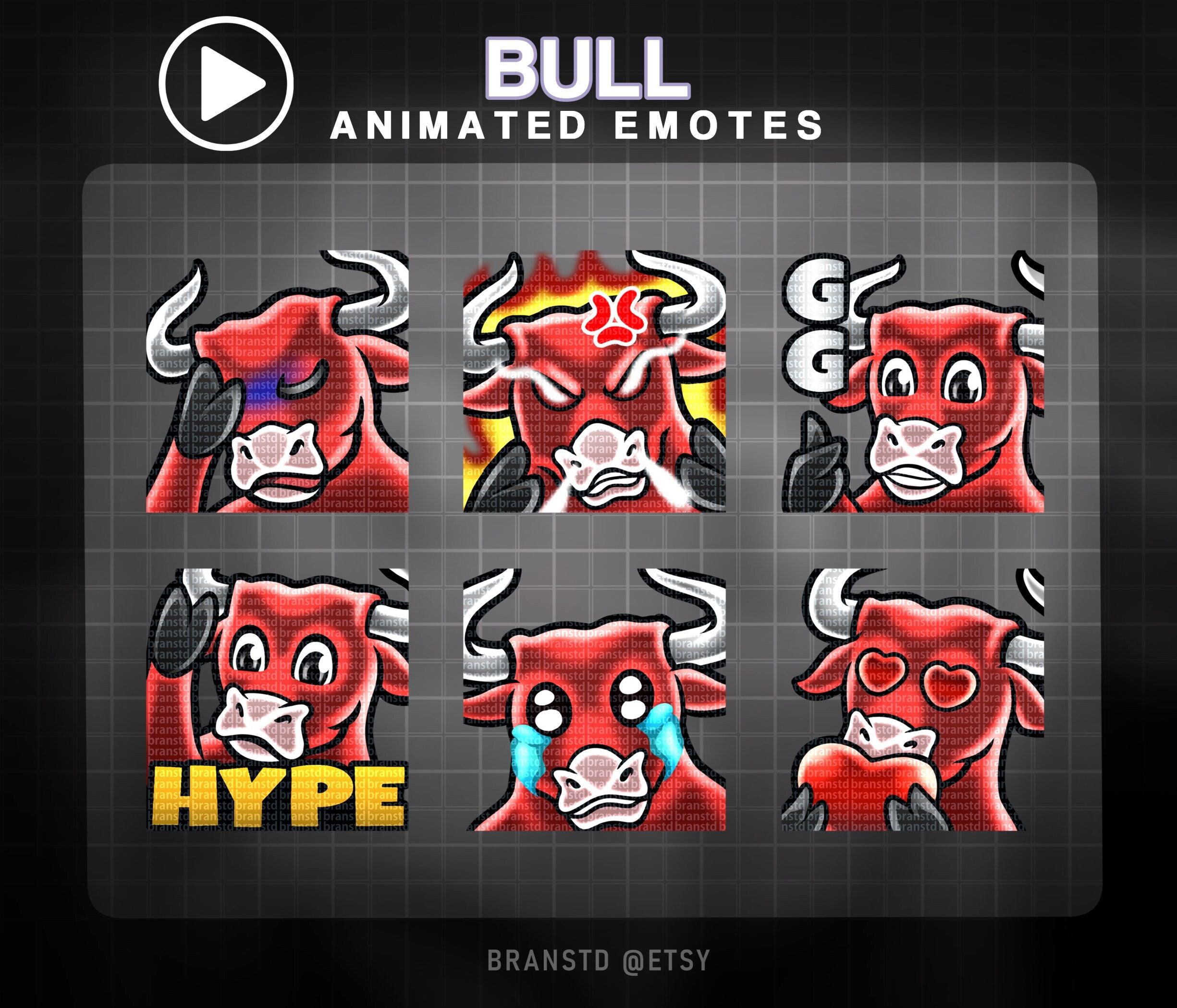 6x ANIMATED Bull Emotes ANIMATED Bull Emotes ANIMATED Twitch Emotes - Etsy