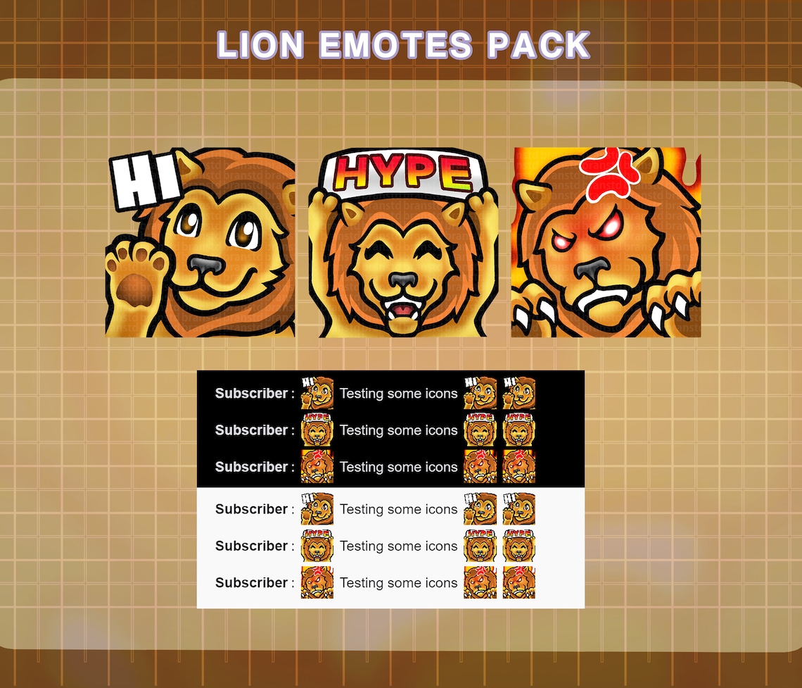 12 X Lion Emotes Lion Twitch Emotes - Etsy