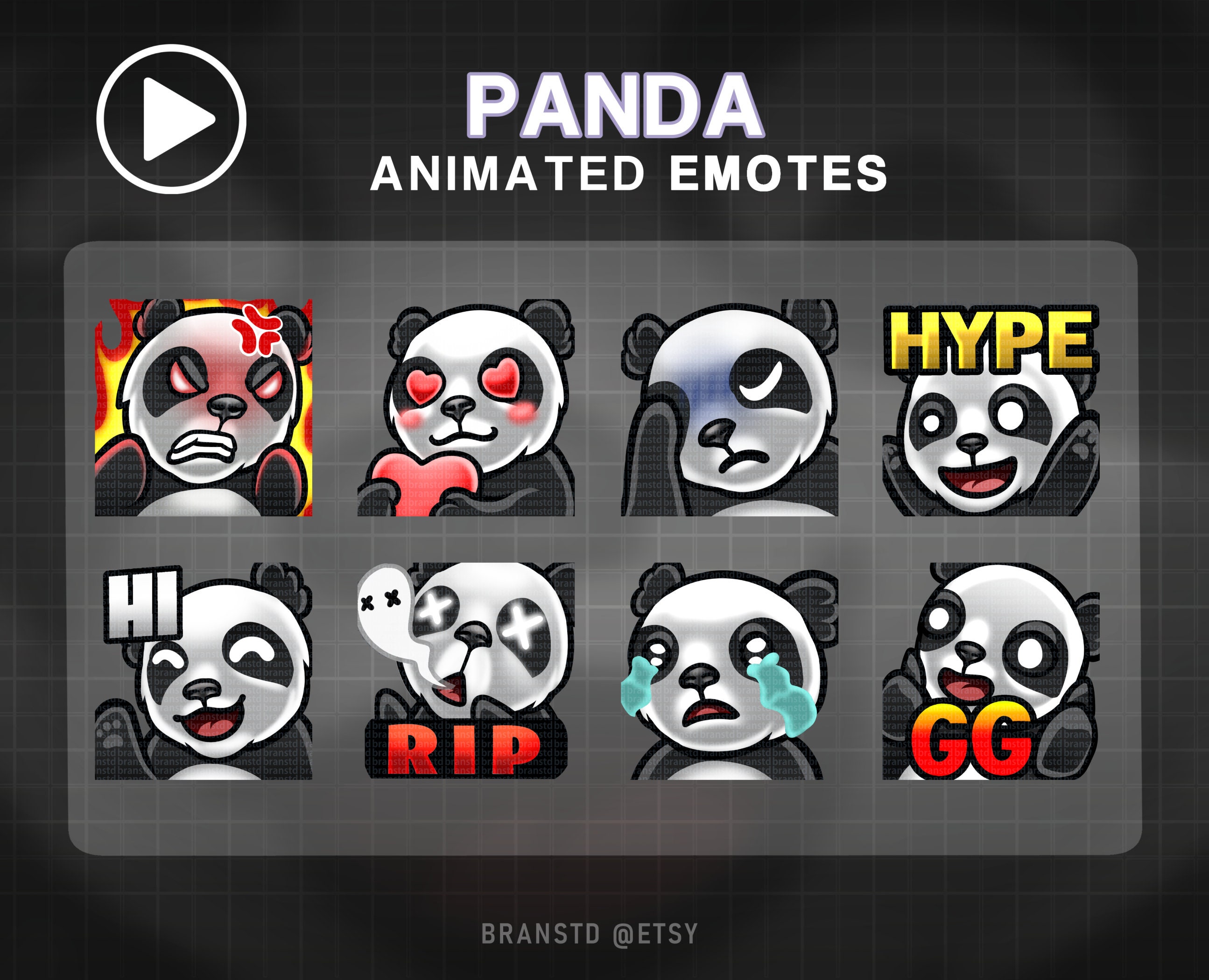 8X ANIMATED Panda Twitch Emotes - ANIMATED Twitch Emotes - Etsy