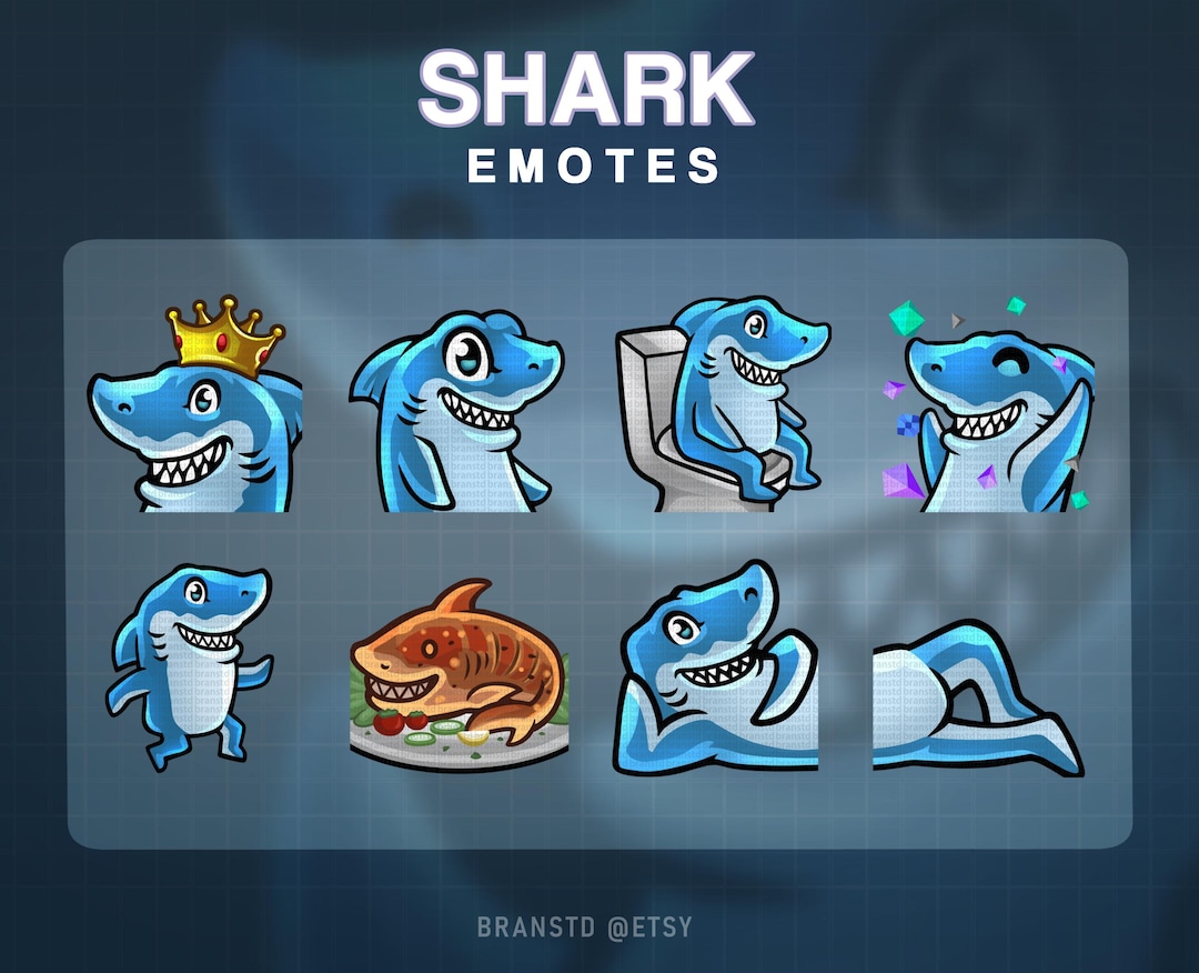 Shark Twitch Emotes: Crown, Pooping, Dance + More (digital Download) - Etsy