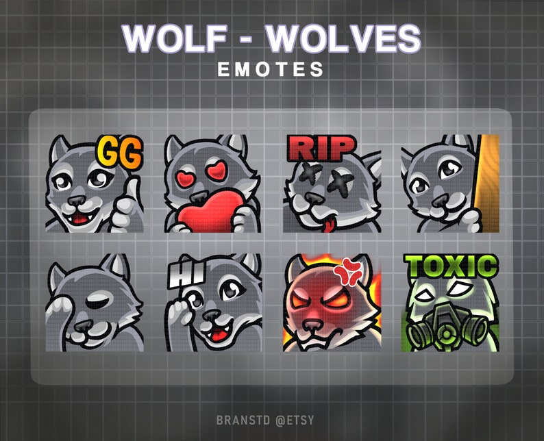 8 X Wolf Twitch Emotes Wolf Twitch Emotes Wolf Twitch - Etsy Singapore