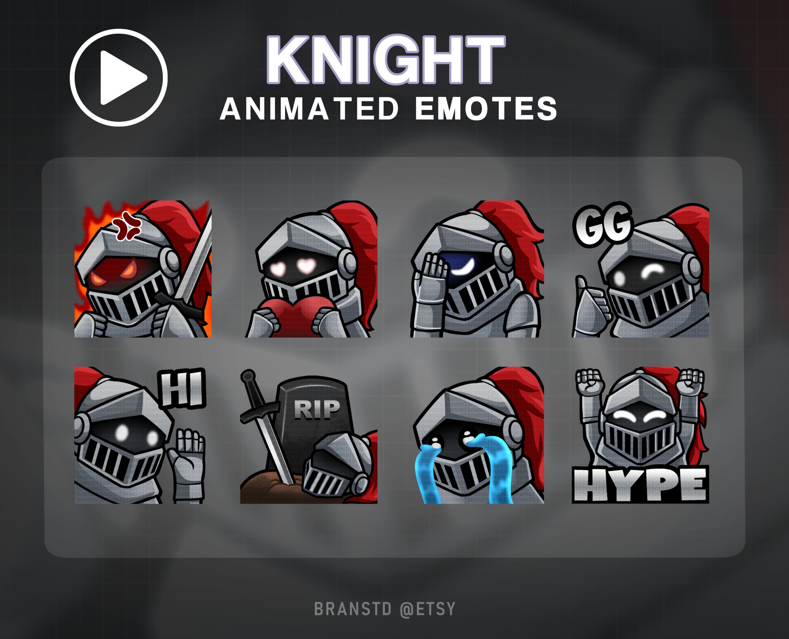 8X ANIMATED Knight Twitch Emotes - ANIMATED Twitch Emotes - Etsy