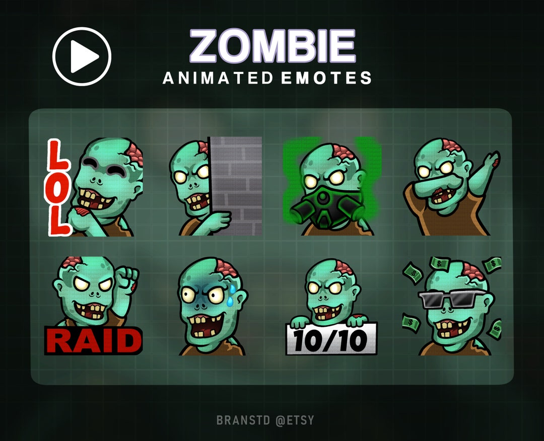 8 X ANIMATED Zombie Twitch Emotes - Zombie Twitch Emotes - Etsy