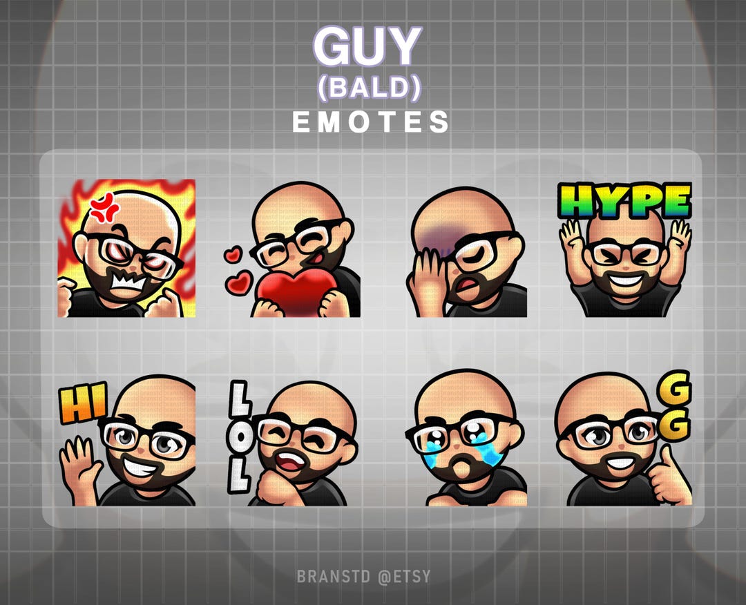 Bald Guy Beard Twitch Emotes: Gamer Pack - Etsy