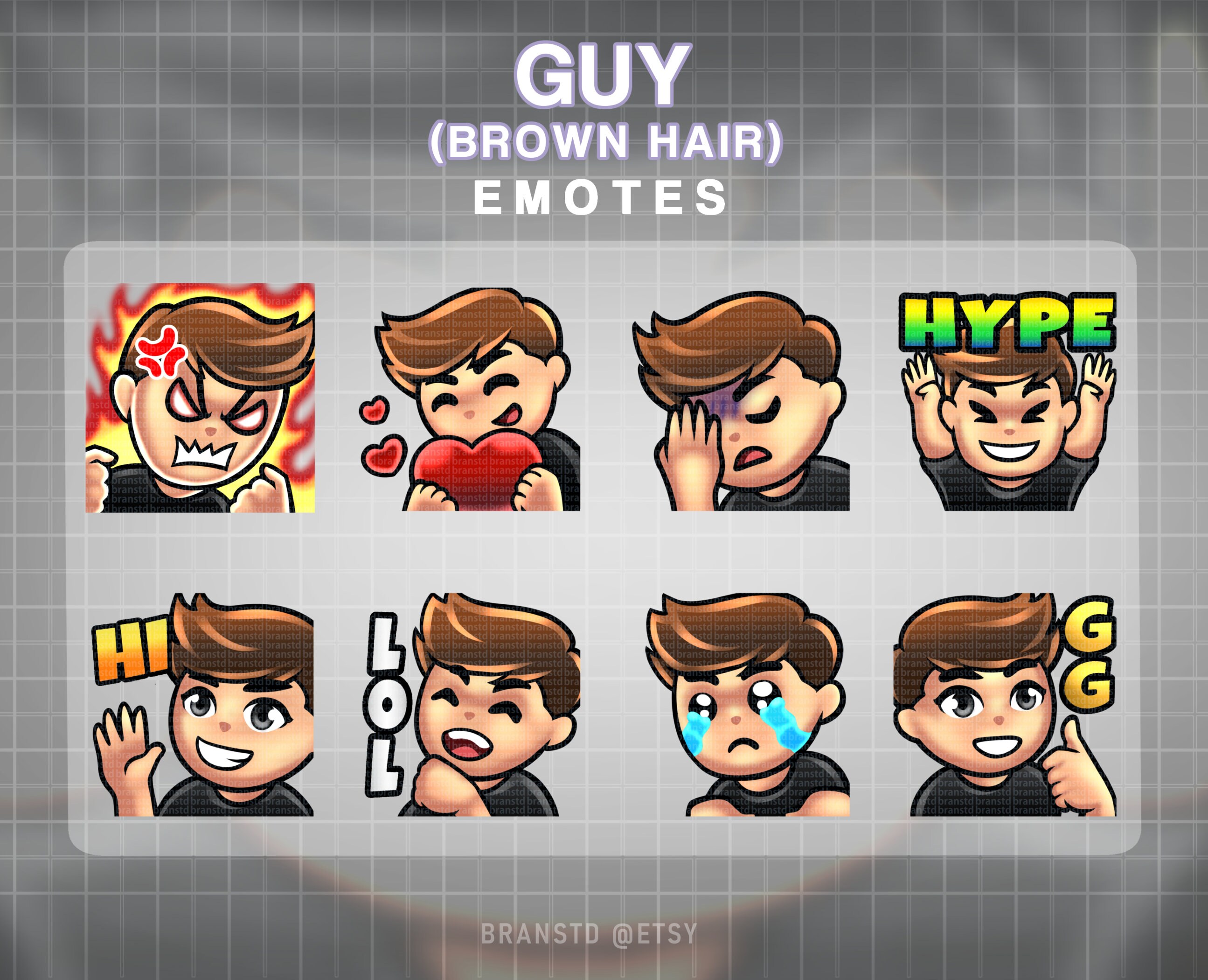8x Brown Hair Guy Emotes Guy Twitch Emotes - Etsy Canada