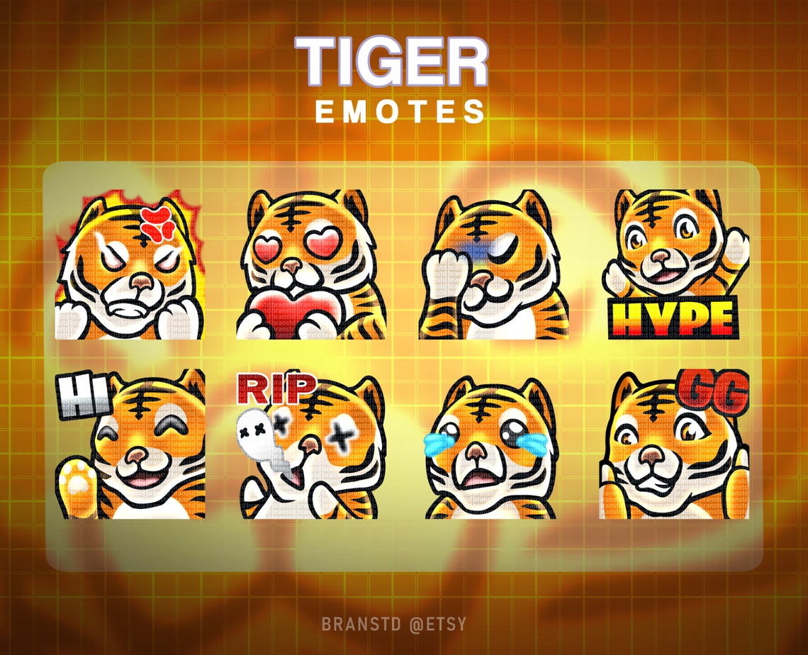 8 X Tiger Twitch Emotes Tiger Twitch Emotes - Etsy