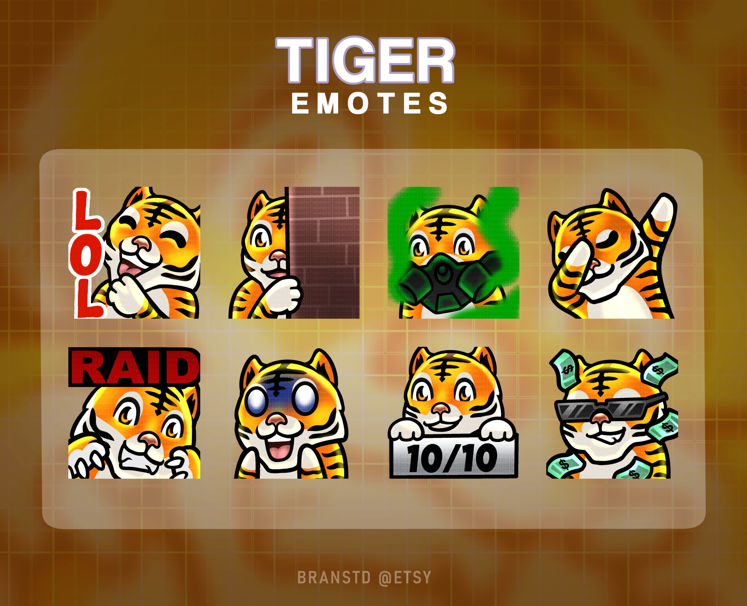 8x Tiger Twitch Emotes - Tiger Twitch Emotes - Tiger Twitch Emotes - Etsy