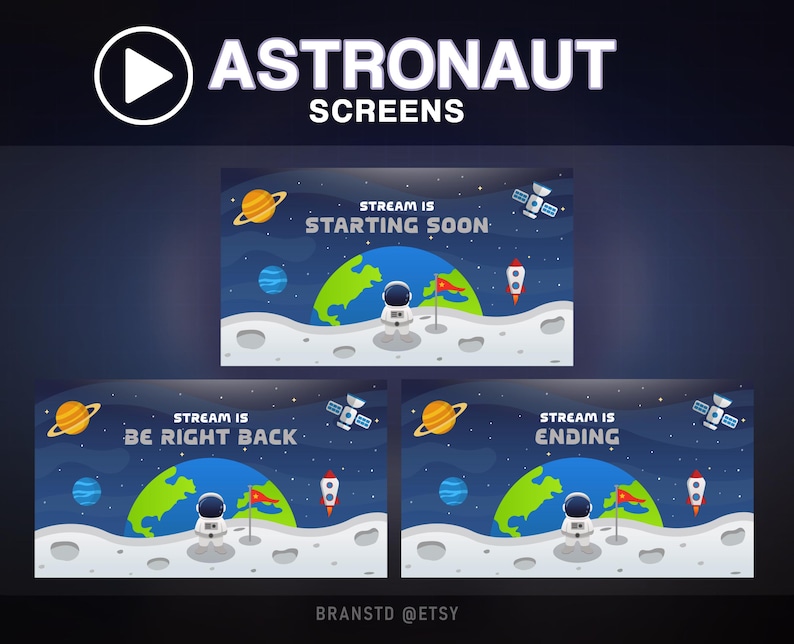 Astronaut Stream Package: Animated Twitch Overlay Screens (digital Download) - Etsy
