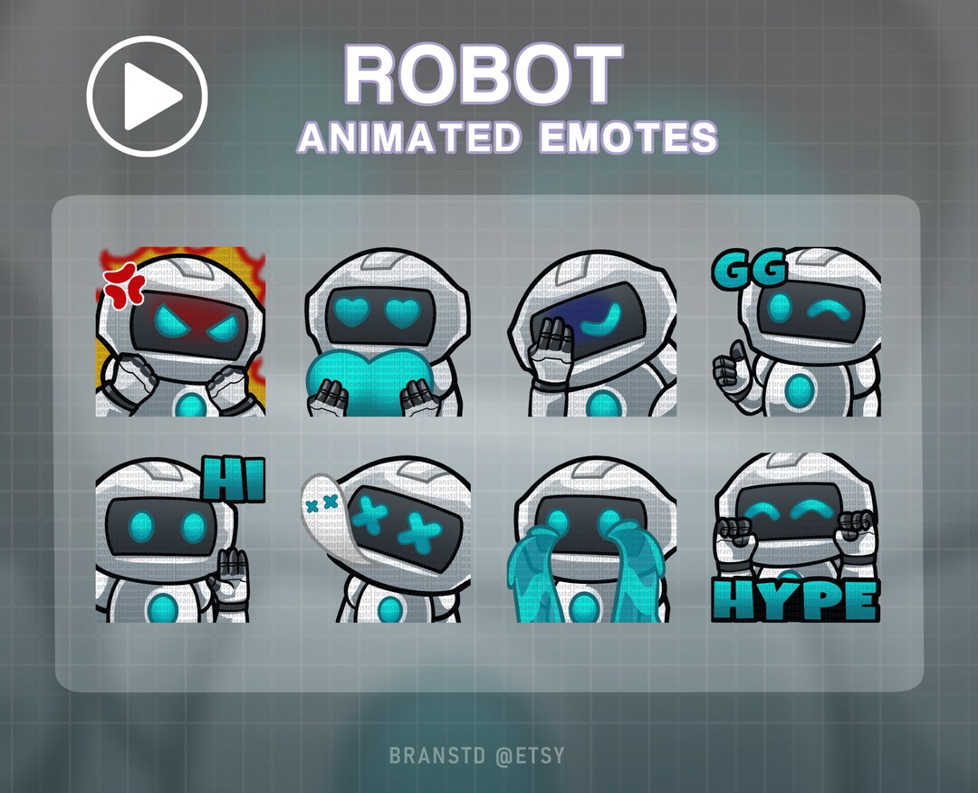 8 X ANIMATED Robot Twitch Emotes - Cyborg Twitch Emotes - Etsy