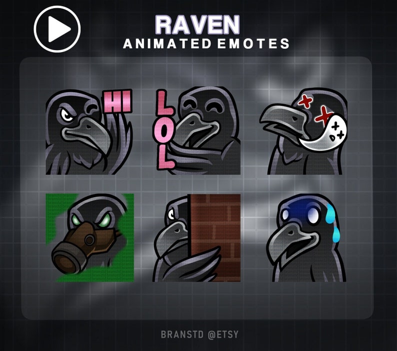 6x ANIMATED Raven Emotes ANIMATED Raven Emotes ANIMATED Twitch Emotes ...