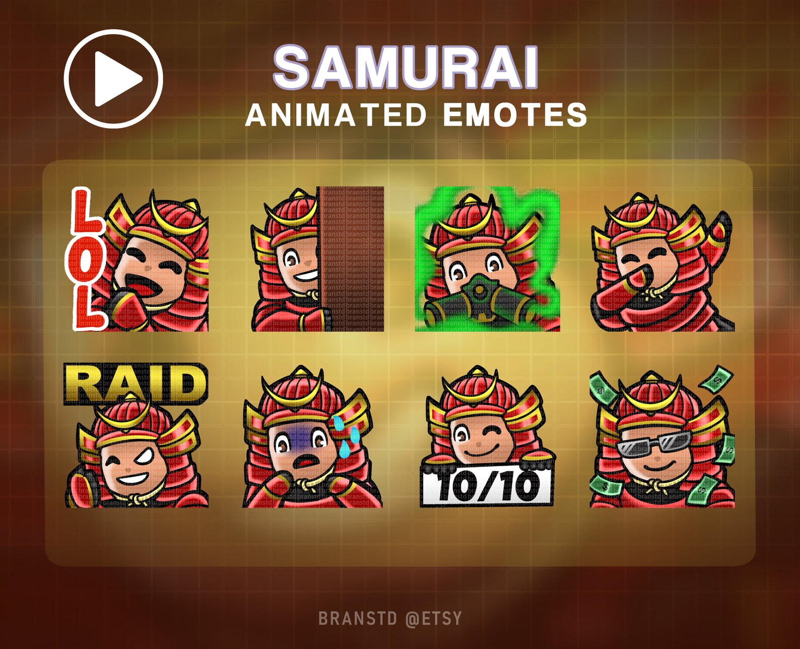 8X ANIMATED Samurai Twitch Emotes ANIMATED Twitch Emotes - Etsy