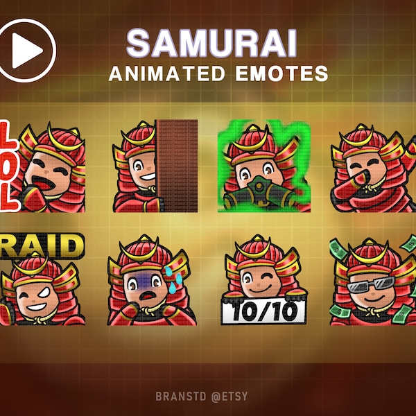Animated Emotes Samurai - Etsy