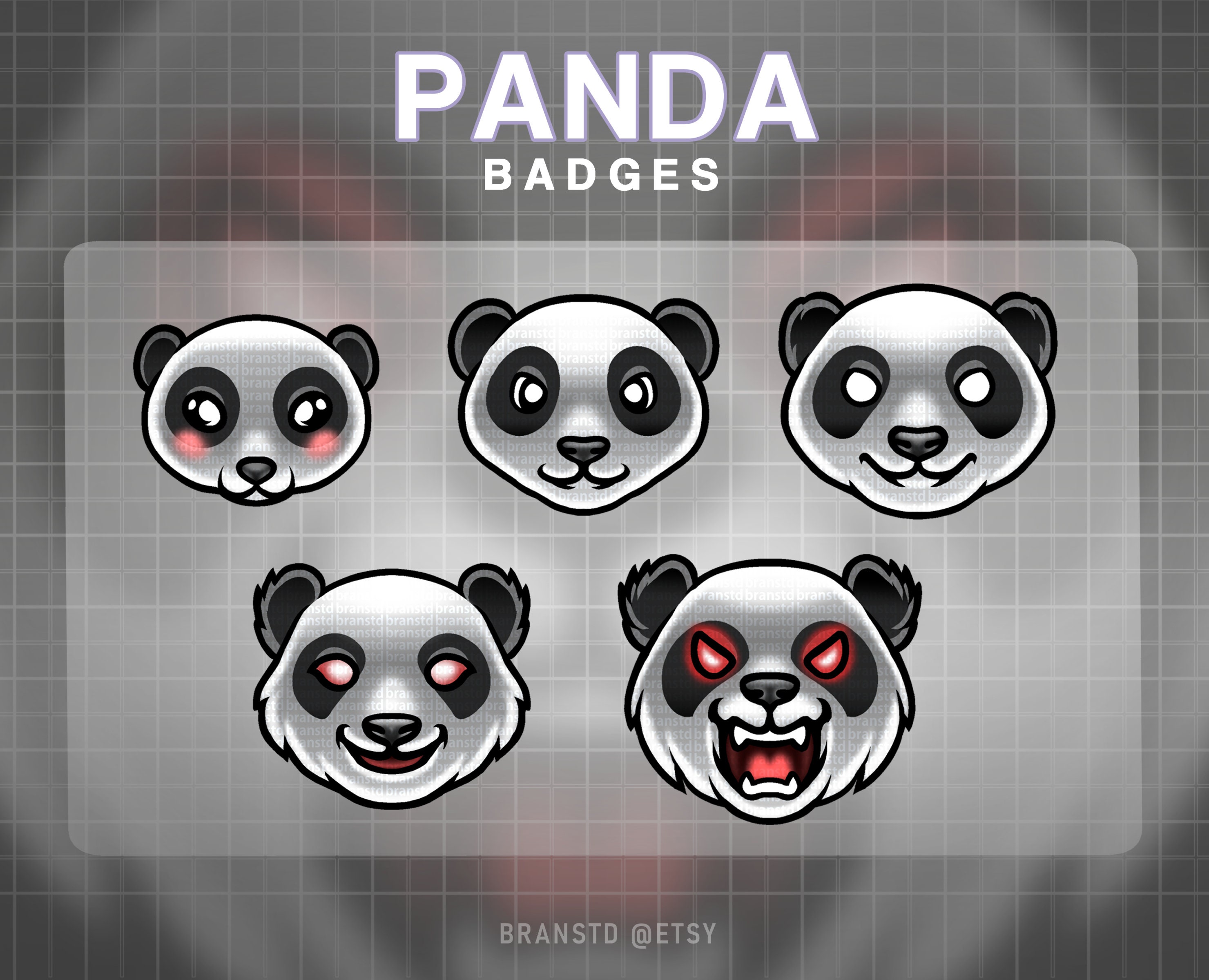 5x Panda Badges - Panda Twitch Badges - Twitch Badges - Etsy