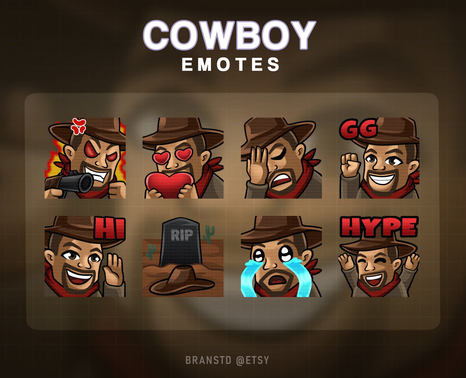 Cowboy Twitch Emotes: Wild West Stream Emotes (digital Download) - Etsy