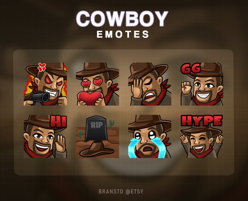 Cowboy Twitch Emotes: Wild West Stream Emotes (digital Download) - Etsy