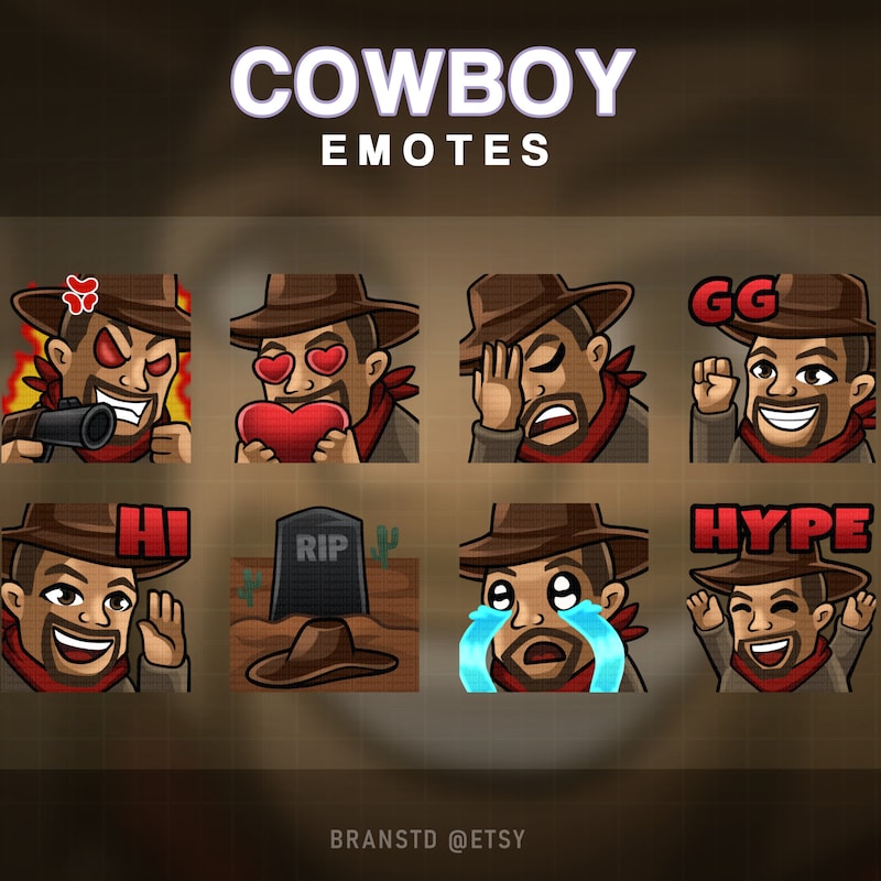 Streamer Cowboy Emotes - Etsy