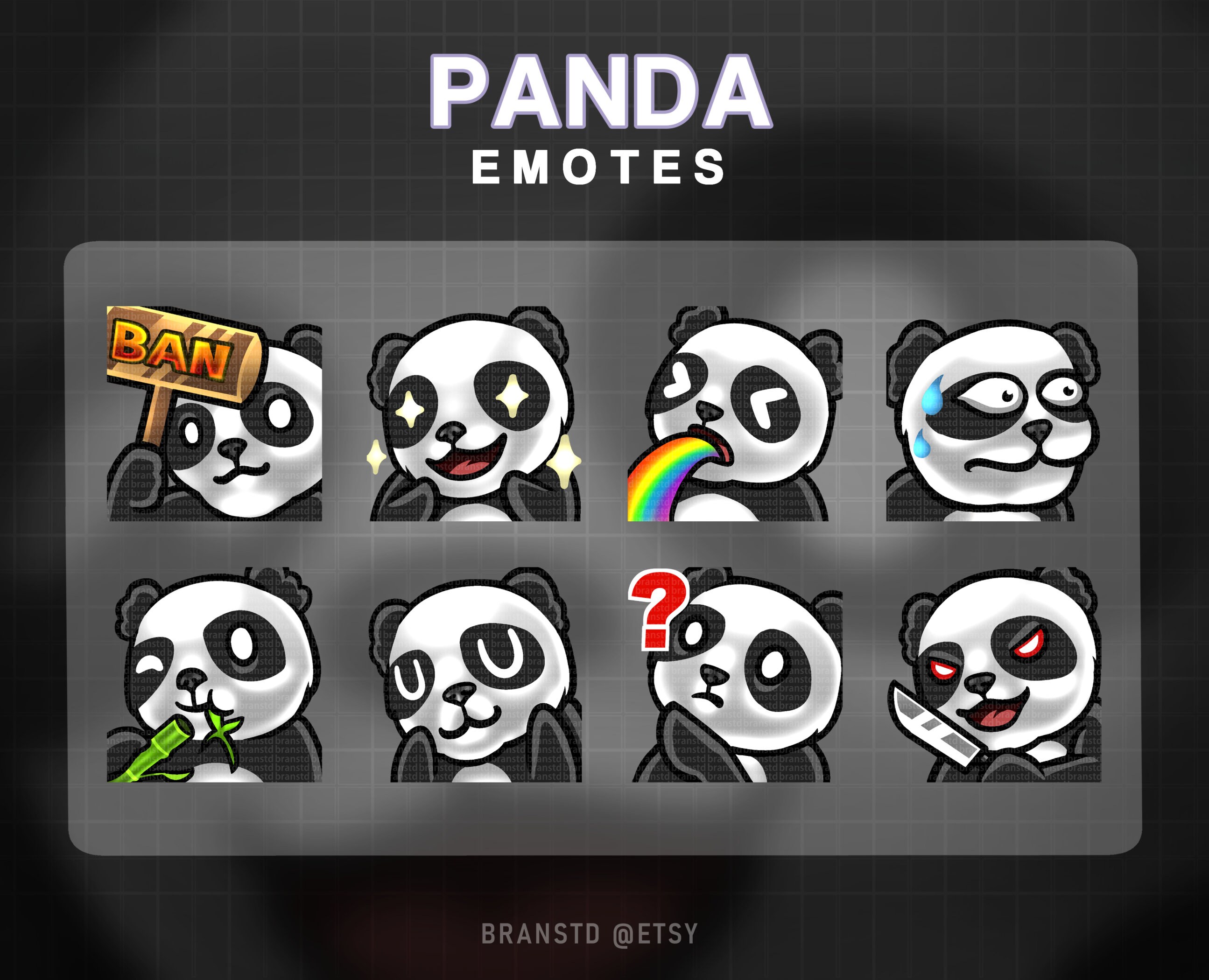 8 X Panda Twitch Emotes - Panda Twitch Emotes - Etsy