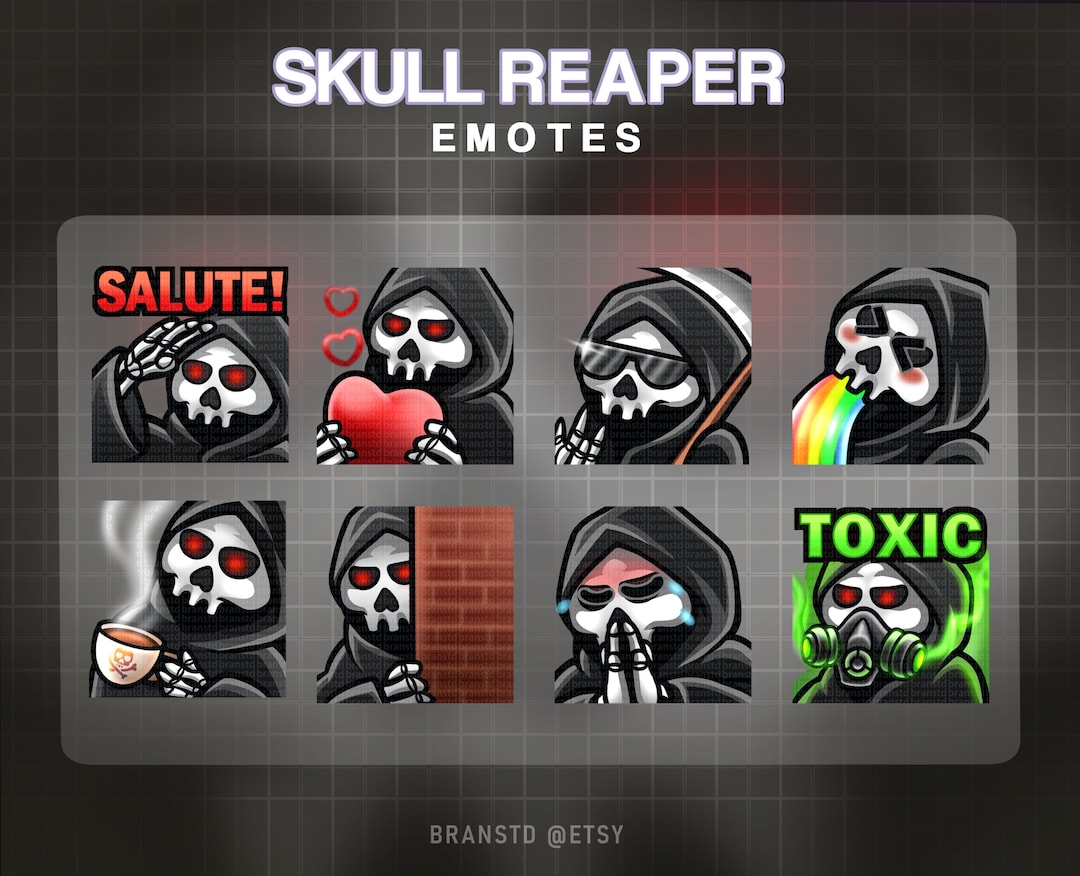 8 X Skull Reaper Twitch Emotes - Reaper Twitch Emotes - Skull Twitch ...